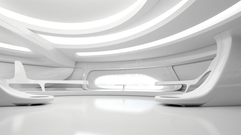 Abstract White Interior Highlights Future. Architectural Background. Ai ...