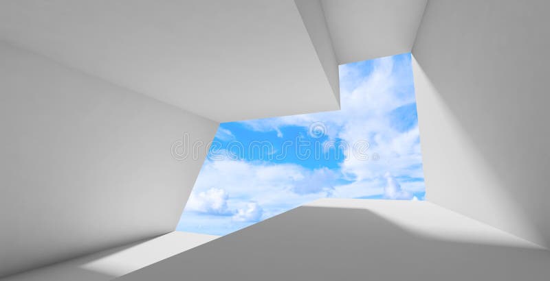 Abstract White Interior Perspective, Empty 3d Room Stock Illustration ...
