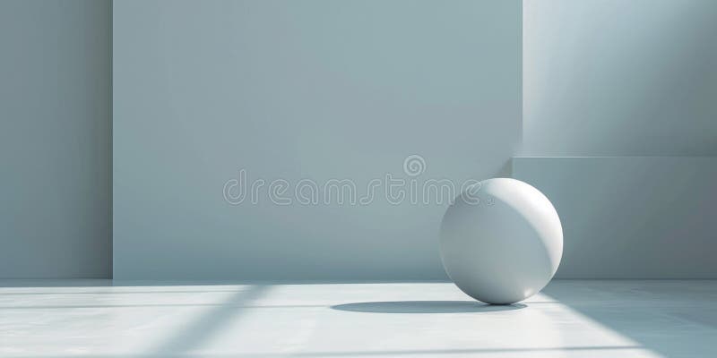 Abstract White Interior with a Sphere on the Floor. Mock Up Stock Photo ...