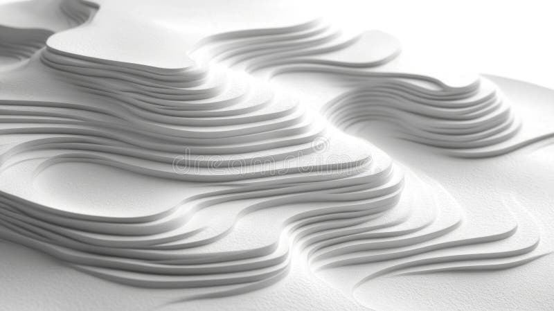 Abstract White Layered Topographical Form Design Stock Illustration ...