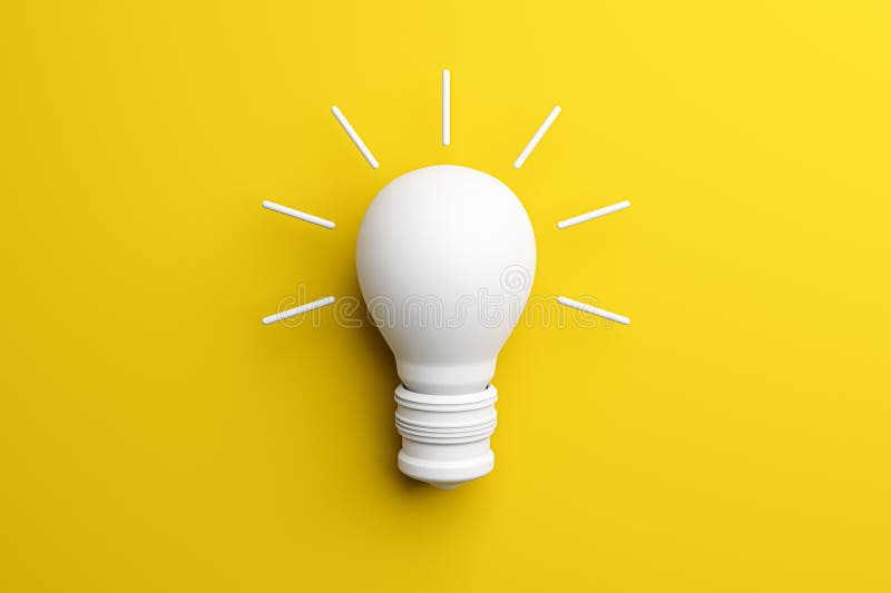 Abstract Light Bulb on Yellow Background. Idea, Creativity and ...