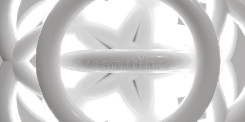 Abstract White Light Fixture with Interlocking Rings 3d Render ...