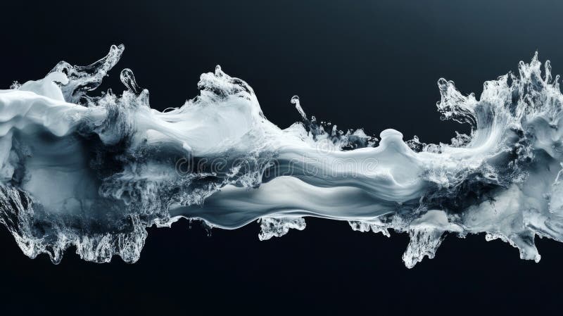 Abstract White Liquid Flowing on Dark Background Stock Illustration ...