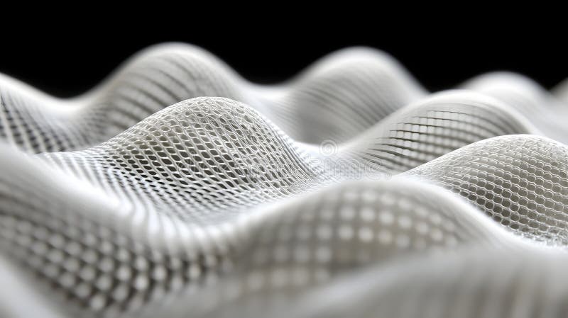 Abstract White Mesh Waves Creating a Serene Effect Stock Illustration ...