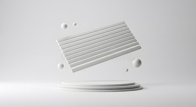 Abstract White Minimalist 3D Render: Floating Geometric Shapes on a ...