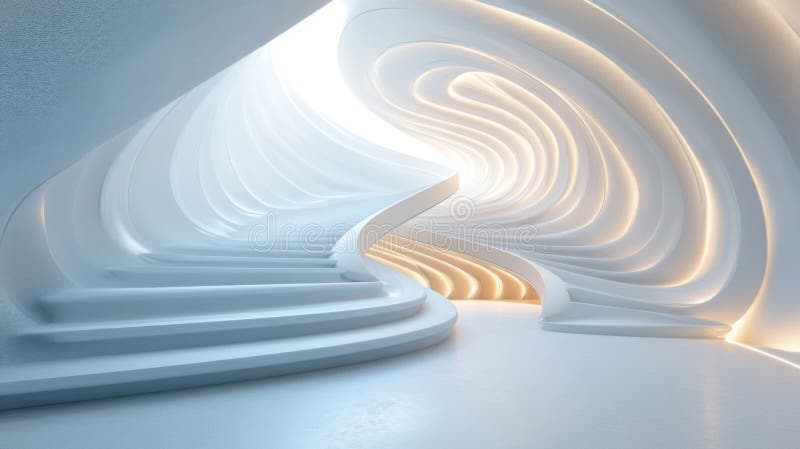 Abstract White Modern Architecture with Curved Lines and Stairs Stock ...