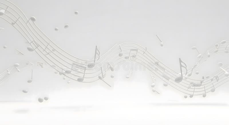 Abstract White Musical Notes Floating on Wavy Staff Stock Illustration ...