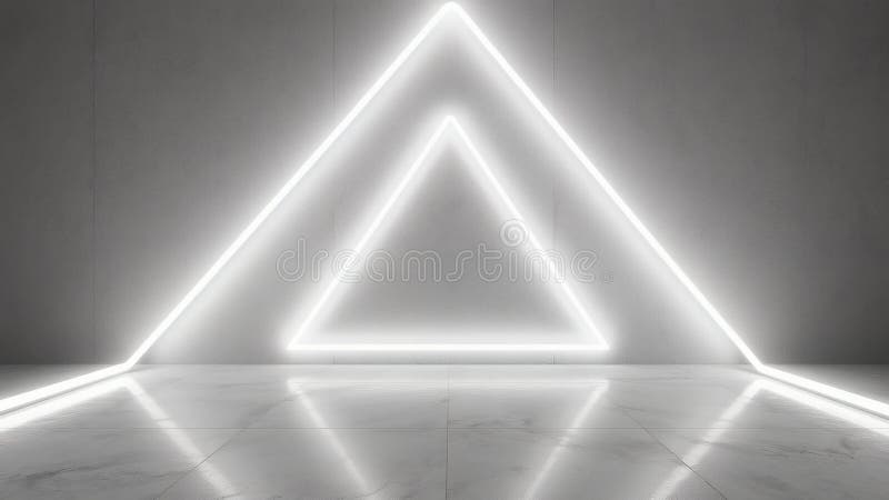 Abstract White Neon Triangle Shapes Stock Illustration - Illustration ...