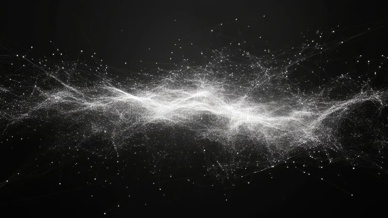 Abstract White Network Pattern on Black Background Stock Illustration ...