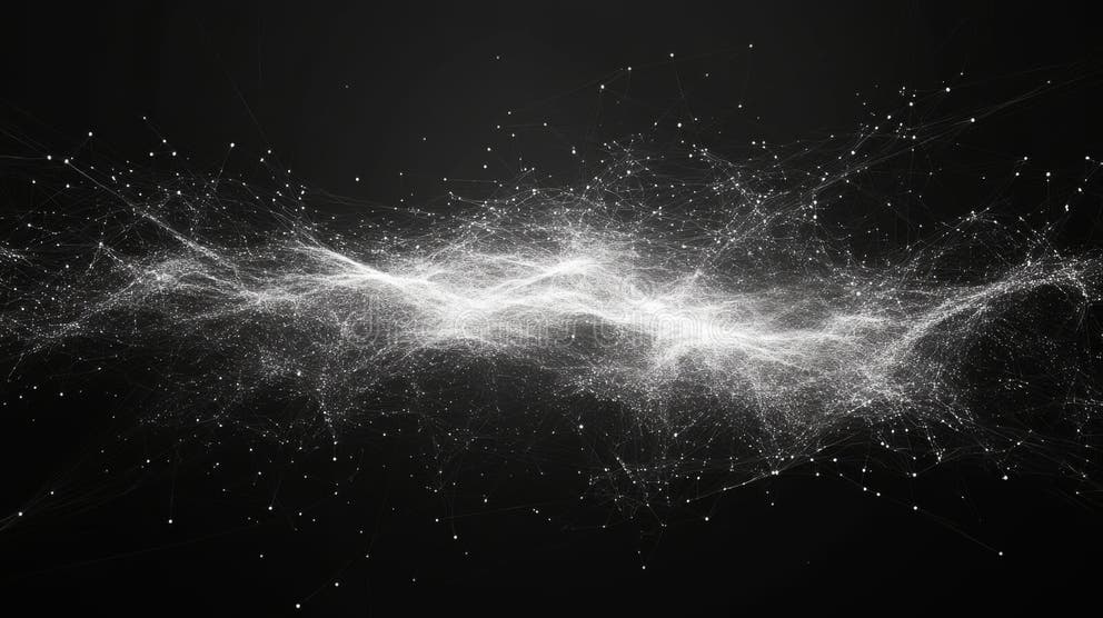 Abstract White Network Pattern on Black Background Stock Illustration ...