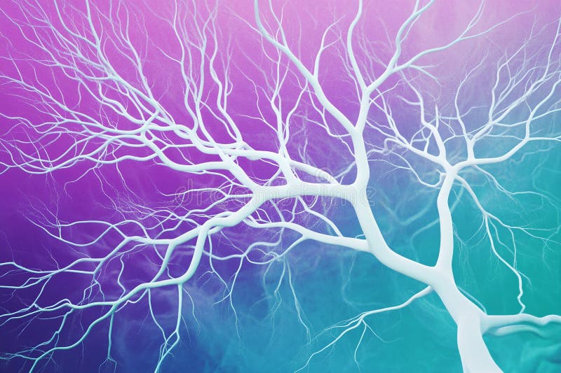 Abstract White Neural Network Branches on Gradient Purple and Teal ...