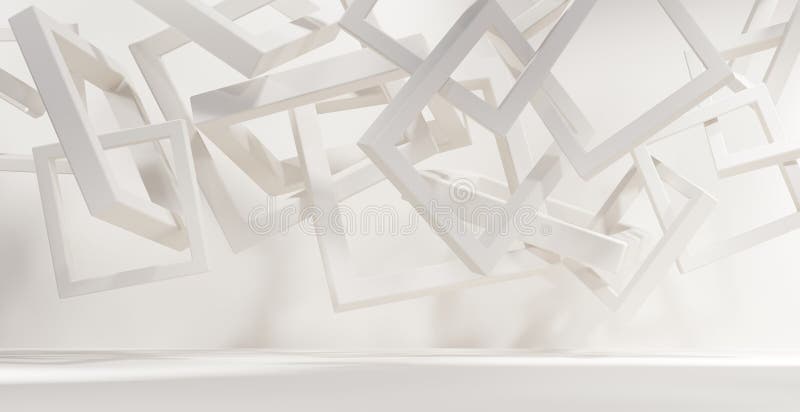 Abstract White Objects Backdrop Empty Interior Studio Room Background ...