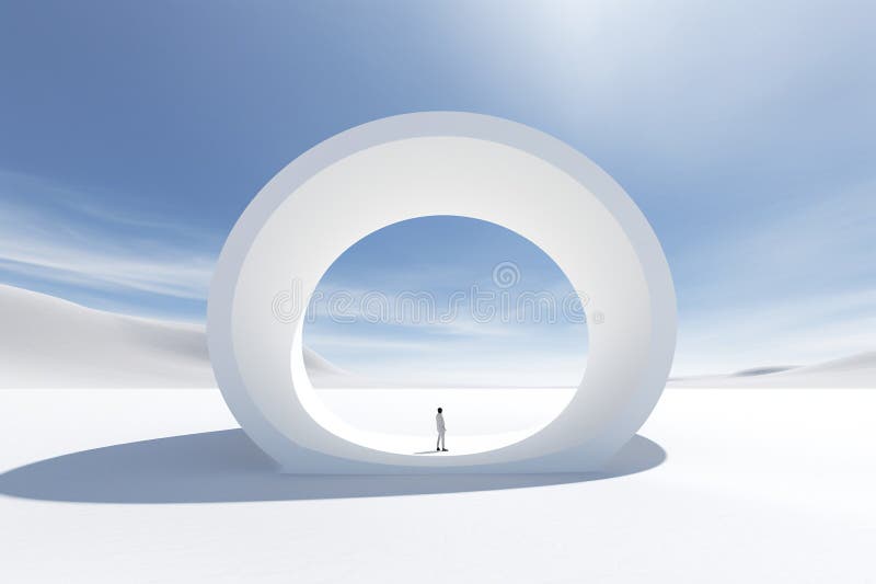 Abstract White Objects and Construction with Human Silhouette ...