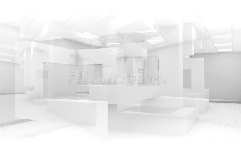 Abstract White Office Interior Background 3d Stock Illustration ...