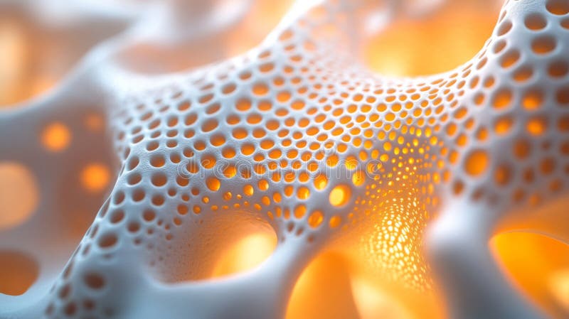 Abstract White and Orange Cellular Structure with Glowing Light Stock ...