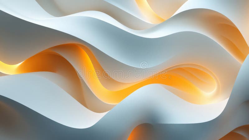 Abstract White and Orange Wave Forms Design Stock Illustration ...