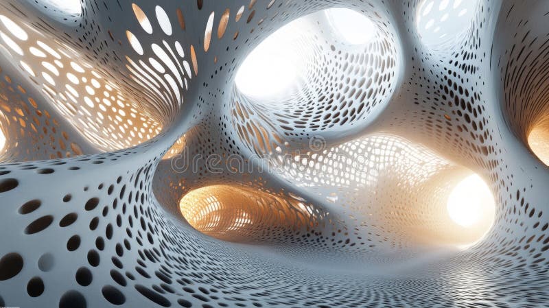 Abstract White Organic Architecture Interior Design Stock Illustration ...