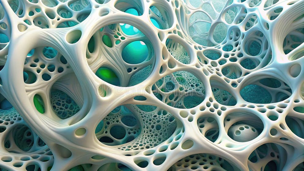Abstract White Organic Interconnected Cavities a 3D Rendered Structure ...