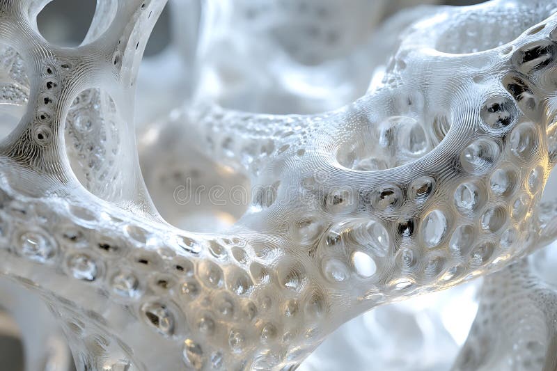 Abstract White Organic Structure, Intricate Porous Network, Detailed 3D ...