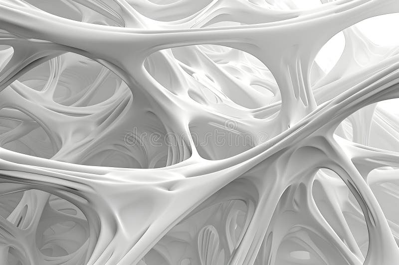 Abstract White Organic Structures Intertwining in a Complex, Fluid ...