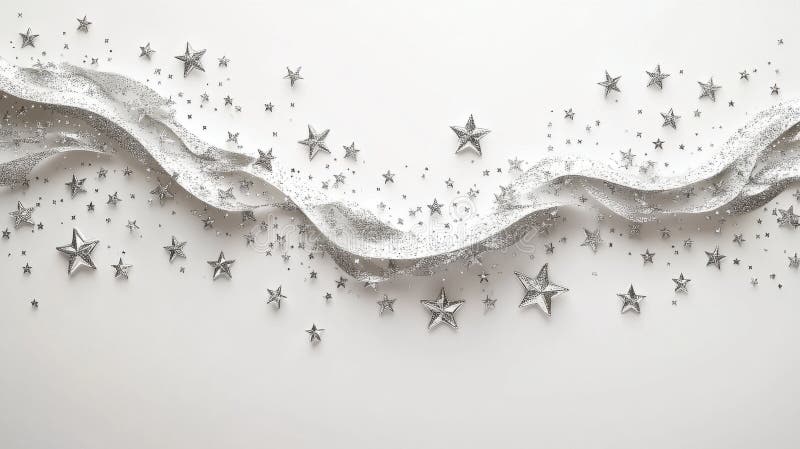 Abstract White Paper Art with Flowing Wave and Stars Stock Illustration ...