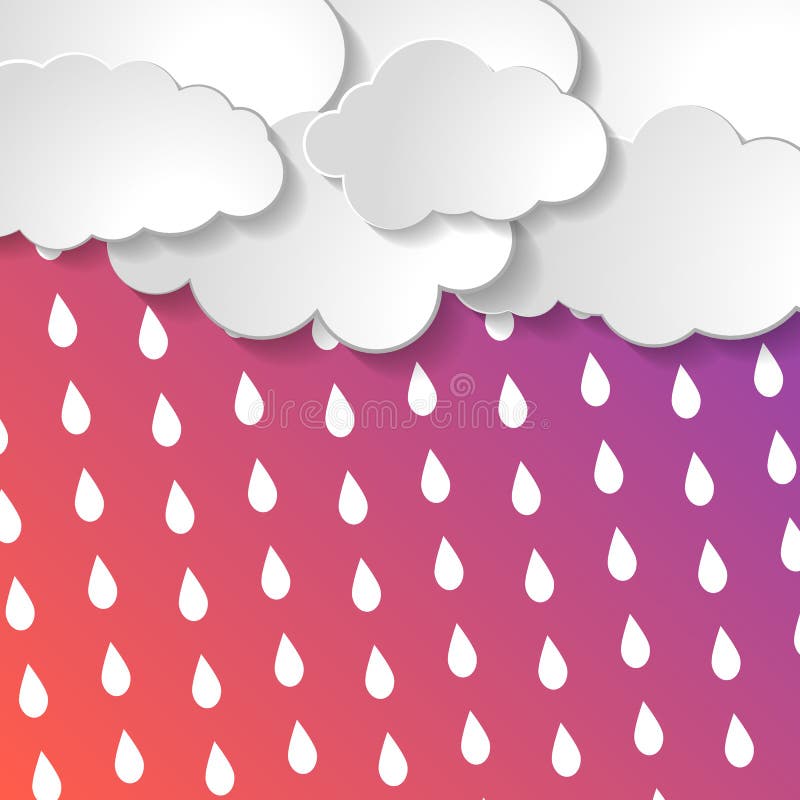 Abstract White Paper Clouds with Rain Drops on a Deep Colorful M Stock ...