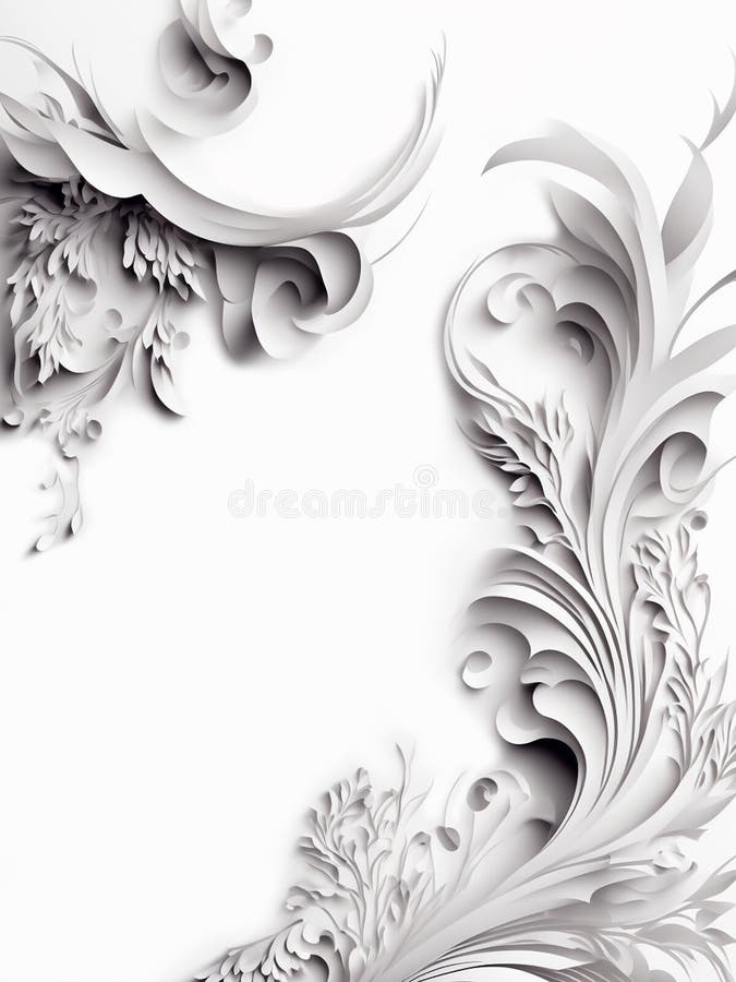 Abstract White Paper with Floral Pattern Decorated Stock Illustration ...