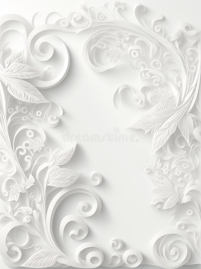 Abstract White Paper with Floral Pattern Decorated Stock Illustration ...