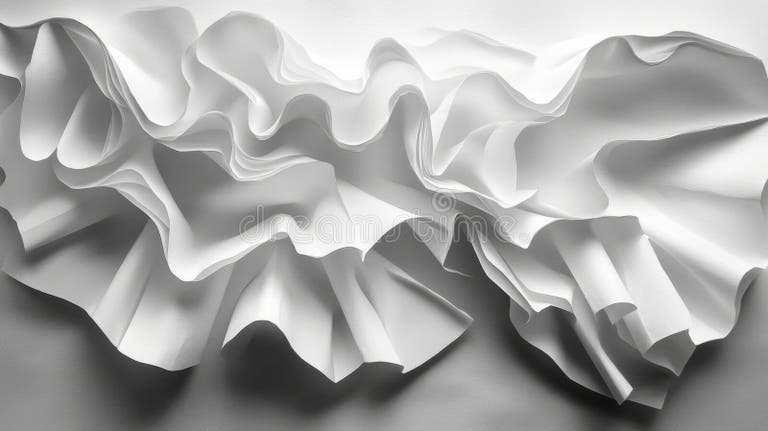 Abstract White Paper Form with Dramatic Ruffles and Curves Stock ...