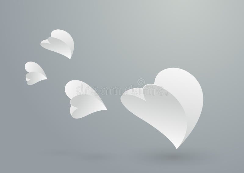 Abstract White Paper Hearts Flying Stock Vector - Illustration of ...