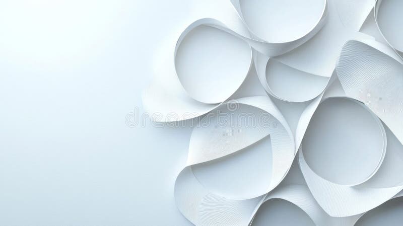 Abstract White Paper Ribbon Waves on a White Background in a Modern ...