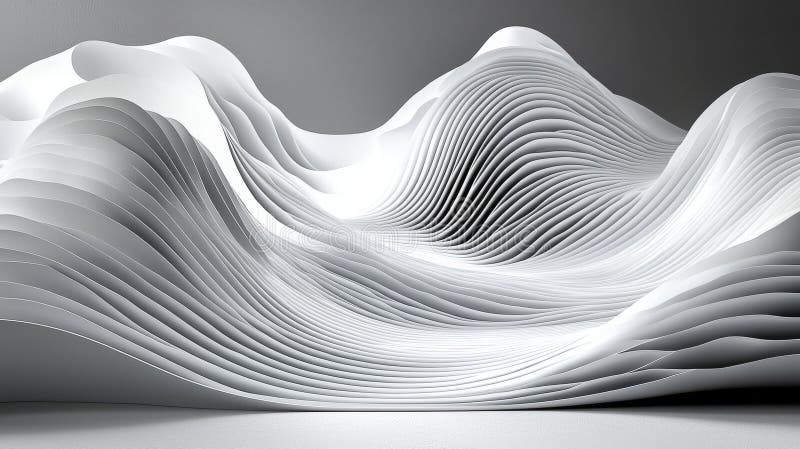 Abstract White Paper Waves Layered Minimalist Geometric Structure Stock ...