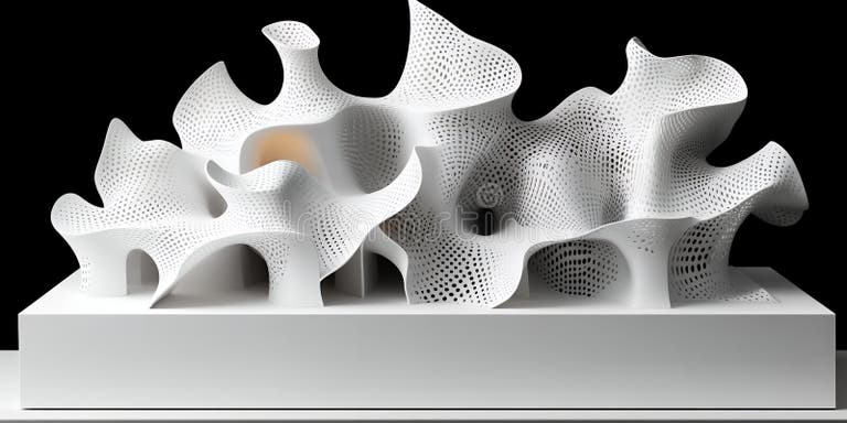 Abstract White Parametric Architecture Model Design 3D Render Digital Art Modern Building Form ...