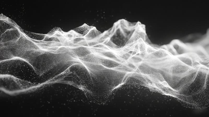 Abstract White Particle Wave on Dark Background Stock Illustration ...