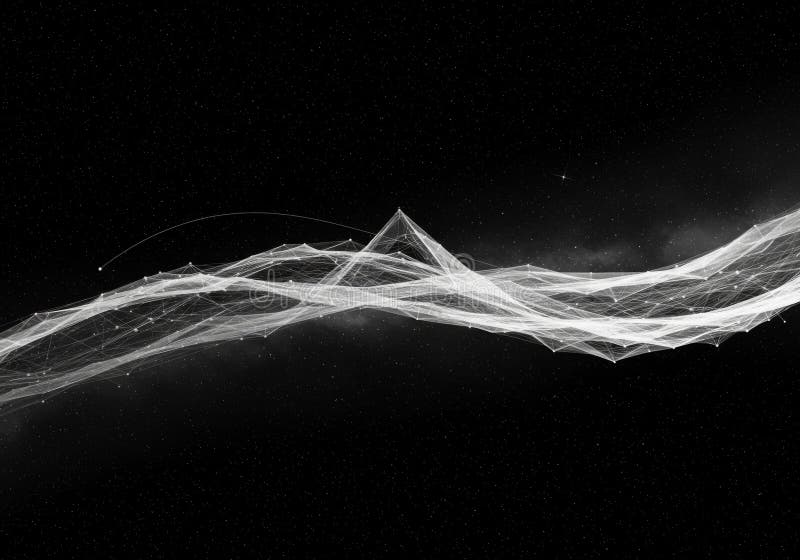 Abstract White Particle Wave in Dark Space Stock Illustration ...