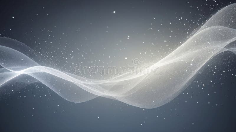 Abstract White Particles Flowing on Dark Grey Background Stock Image ...