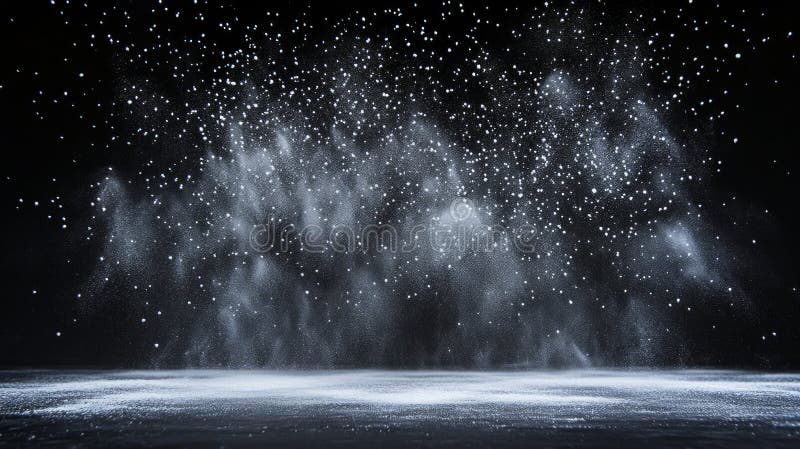 Abstract White Particles Motion Against Black Background Creative ...