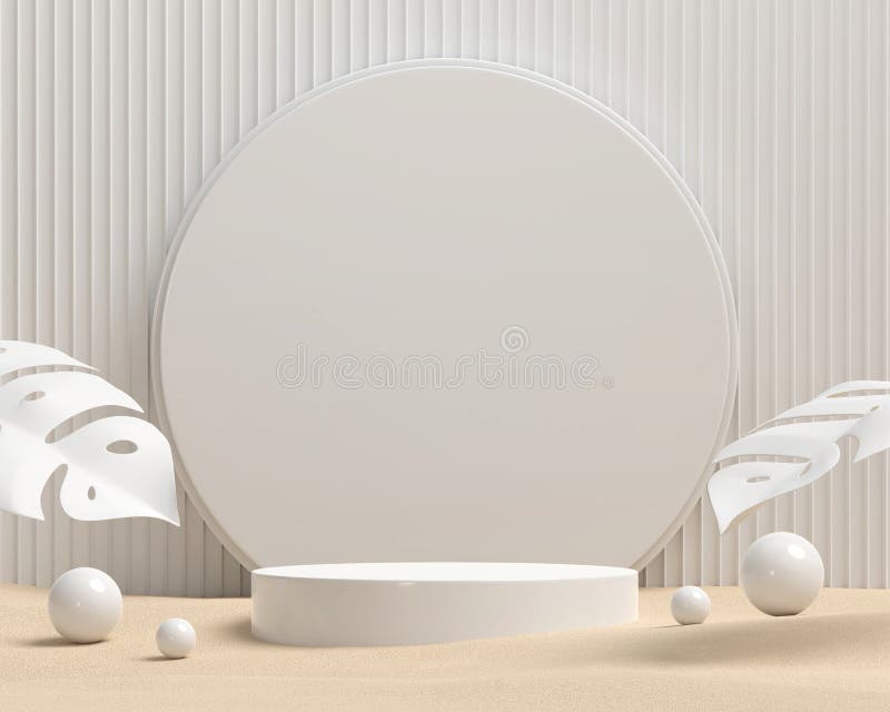 Abstract White Platform Showcase for Product Display with Monstera ...