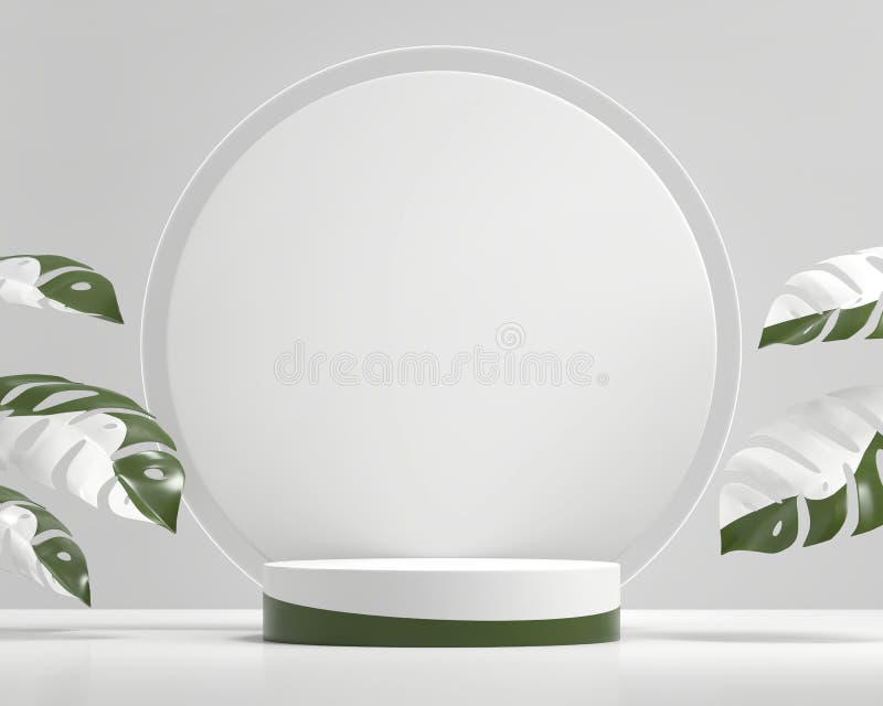 Abstract White Platform Showcase for Product Display with Plant 3d ...