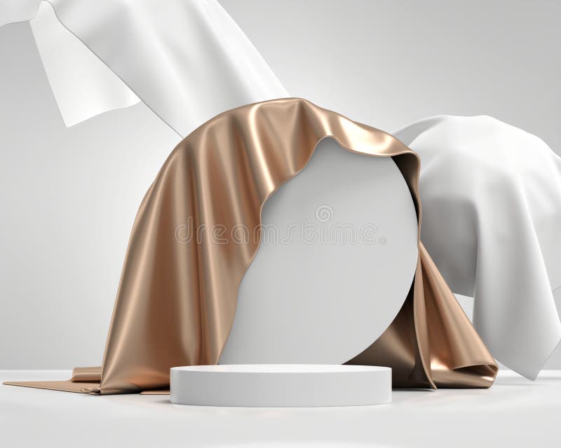 Abstract White Podium Platform for Product Display with Cloth Showcase ...