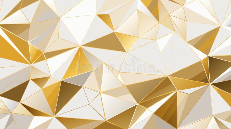 Abstract White Polygon Texture Background. White and Gold Luxury Stock ...
