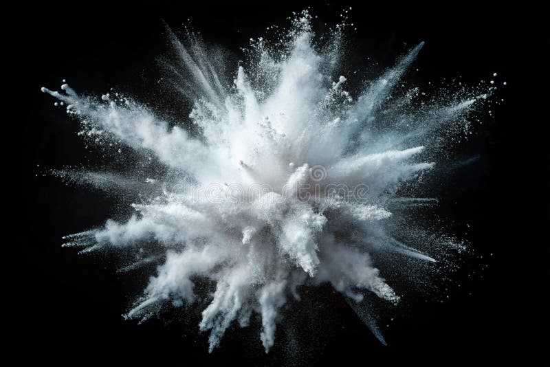 Abstract White Powder Explosion on Black Background Stock Illustration ...