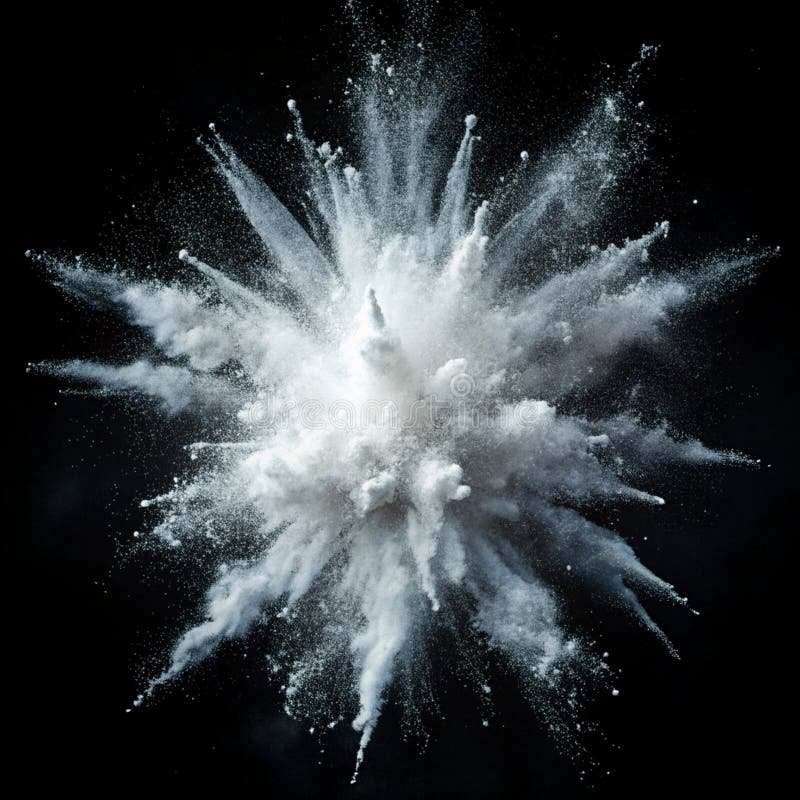 Abstract White Powder Explosion on Black Background Stock Illustration ...
