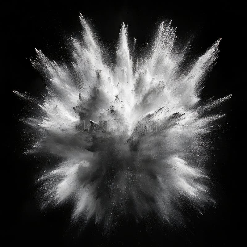 Abstract White Powder Explosion on Black Background Stock Illustration ...