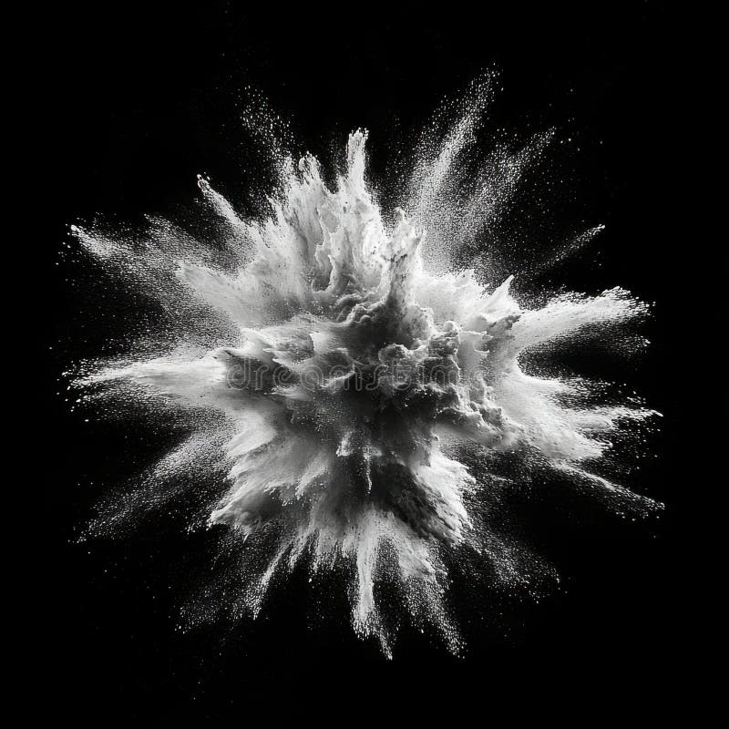 Abstract White Powder Explosion on Black Background Stock Illustration ...