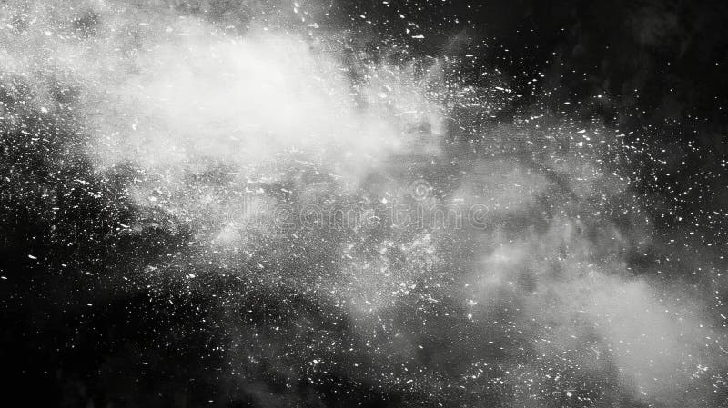 Abstract White Powder Explosion on Black Background Texture Overlay ...