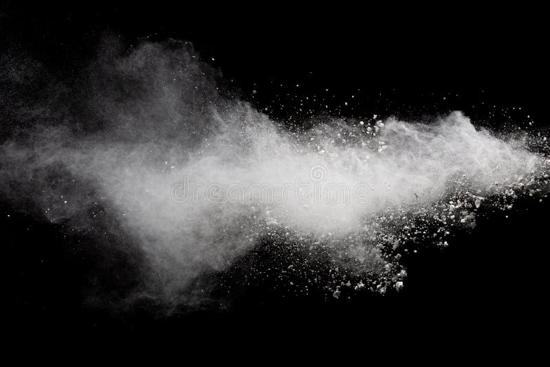 Abstract White Powder Explosion.White Dust Debris on Black Background ...