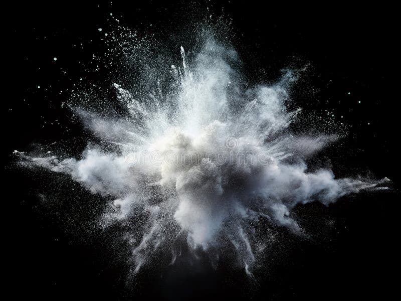 Abstract White Powder Explosion Silhouette of a Dramatic Dust Cloud a ...