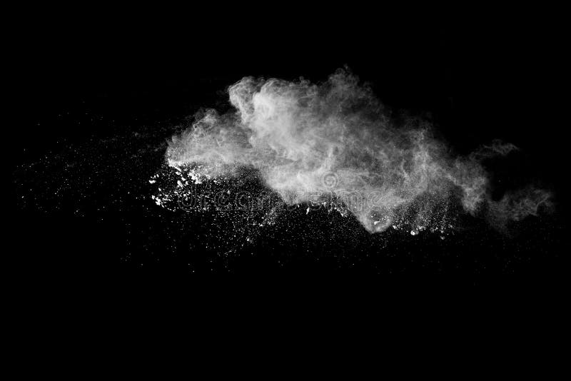 Abstract White Powder Splatted on Black Background Stock Image - Image ...