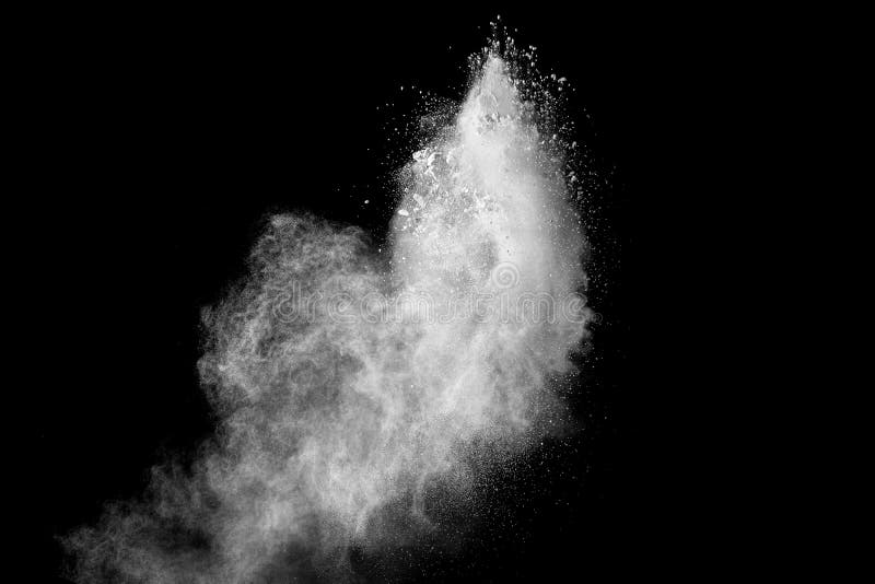 Abstract White Powder Splatter on Black Background,Freeze Motion of ...